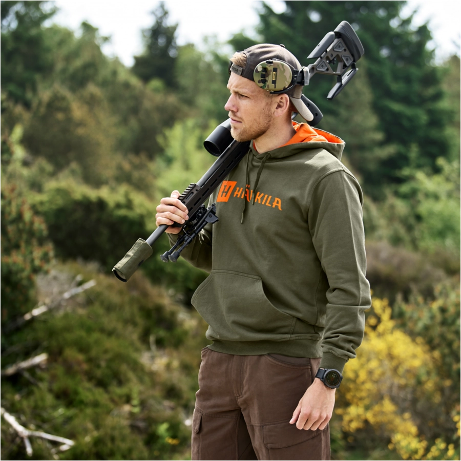 Harkila Identity zielono-pomarańczowa – klasyczna bluza z kapturem